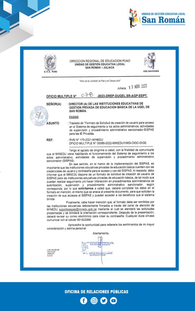 FORMATO DE SOLICITUD DE CREACIÓN DE USUARIO PARA ACCESO EN EL SISTEMA DE SEGUIMIENTO A LOS ACTOS ...